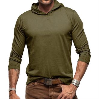 ORANDESIGNE Herren Hoodie Einfarbig Kapuzenpullover Casual Langarm Shirts Outdoor Sweatshirt mit Kapuze Herbst Basic Kapuzenshirt A Armeegr&uuml;n XXL
