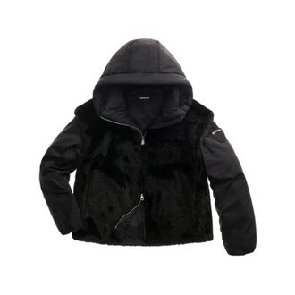 Blauer Juniper Jacke aus Kunstfell und gestepptem Nylon - - Jackets - Damen - Schwarzk - L