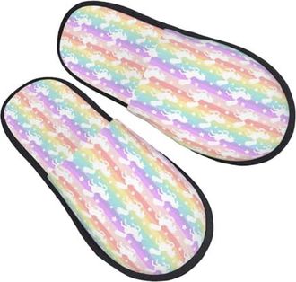 Generic Pantoufles En Coton Cheval Seas Sur Des Rayures Color&eacute;es Antid&eacute;rapant Hiver Pantoufles Portative Chaussons Invit&eacute;s Pour Femmes Chambre Int&eacute;rieur M