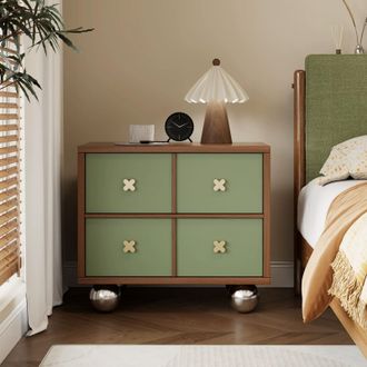 Generic Moderner Nachttisch, Brauner Nachttisch Mit X-F&ouml;Rmigem Griff, Kugelf&ouml;Rmige Schrankbeine for Sofa-Beistelltisch, Tv-Schrank