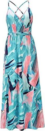 Generic 2026 Robes boh&egrave;me pour femmes, robe printemps/&eacute;t&eacute;, robe boh&egrave;me &agrave; bretelles florales, longue pour femmes, taille L, D, M