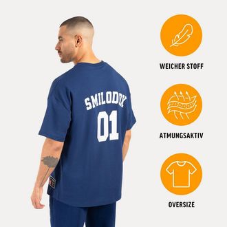 Smilodox T-Shirt Rayk, Locker geschnittenes Oversize Shirt mit auff&auml;lligem Backprint Logo auf der Brust und Rundhalsausschnitt f&uuml;r Moderne Streetwear Looks