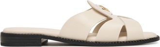 Tommy Hilfiger Pantoletten Tommy Hilfiger Leather Crest Square Toe Sandals FW0FW09126 Creme