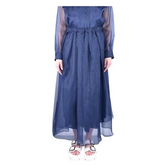 Max Mara Femme, Jupes, Bleu, Taille: 36 FR Jupe Maxi Pliss&eacute;e