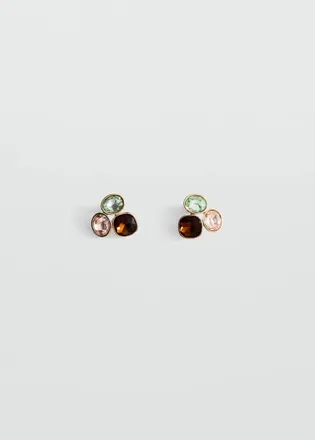 Mango Boucles doreilles cristaux combin&eacute;s or - Femme - Taille unique - MANGO
