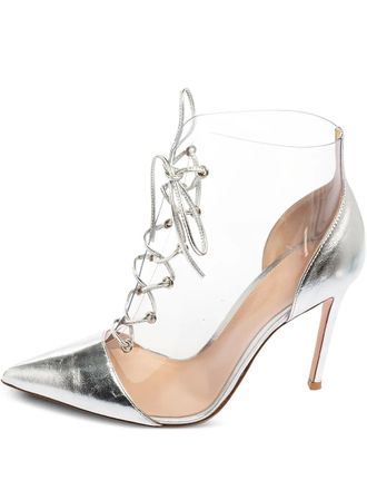 Gianvito Rossi Pre-owned Stiletto-Stiefeletten mit transparenter Schnürung 95mm - Silber