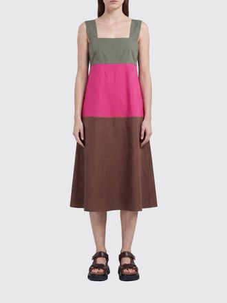 Marni Robe midi &eacute;vas&eacute;e en ramie et viscose &agrave; imprim&eacute; abstrait et col carr&eacute;