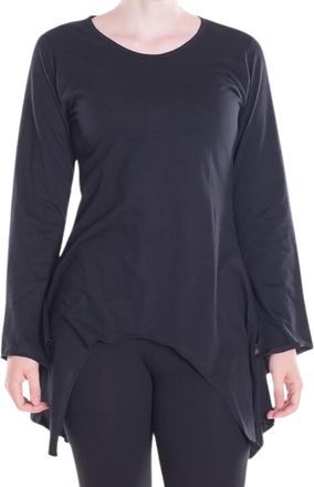 vishes Damen Zipfeltunika mit asymmetrischem Schnitt in Schwarz I Gr&ouml;&szlig;e 4XL (48) I Handgefertigt aus 100% Baumwolle I Ideal f&uuml;r den Herbst I Nachhaltige Alte