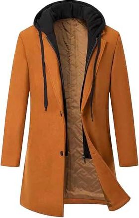 Generic Faux manteau &agrave; capuche en deux pi&egrave;ces pour homme - En coton - D&eacute;contract&eacute; - En laine - Manteau dhiver matelass&eacute; avec capuche, camel, XXL
