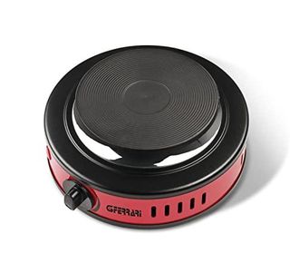 G3Ferrari G10157 Tragbare elektrische Kochplatte, 500 W, Temperaturregelung, Gusseisenplatte 11 cm, Betriebsanzeige, Ideal für Camping, Rot