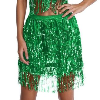 Generic Jupe Paillette Femme Jupes Sequin Jupe Mini Franges Paillettes pour Sortie Nocturne &Eacute;tincelante et Occasions Festives