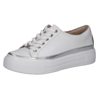 Caprice Damen Plateau Sneaker aus Leder zum Schn&uuml;ren, Wei&szlig; (White Nappa Co), 37 EU