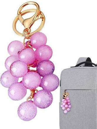 Generic Bag Charme - Porte-cl&eacute;s 3D doux en forme de raisin - Adorable accessoire de fruit en peluche - Pendentif d&eacute;coratif l&eacute;ger - Accessoire de voyage amusan