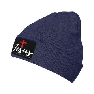 Generic Respirant Beanie pour Homme, J&eacute;sus, Le Chemin, la V&eacute;rit&eacute;, la Vie, Classique Knit Beanie, Bonnet Chapeau Tricot pour Adultes, Sports, Cyclisme
