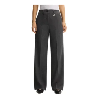 Joop Pantalon Large &agrave; Rayures Fines et Ceinture Logo - Femme - Pantalons - Gris - Taille: 40 FR