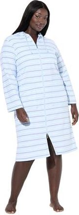 Ulla Popken Bademantel, Streifen, 2-Wege-Zipper, Langarm, Frottee Peignoir de Bain, Bleu, 54-56 Femmes