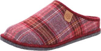 Rohde Damen Pantoffel Hausschuh kariert Filzsohle Wechselfu&szlig;bett Lucca-D 6821, Gr&ouml;&szlig;e:38 EU, Farbe:Rot