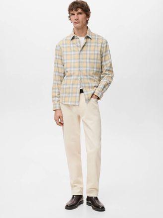 Mango Chemise 100 % coton flanelle carreaux jaune pastel - Homme - XXL - MANGO MAN