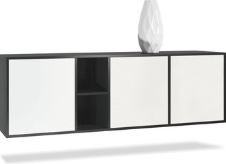 Vladon Kommode Cuba, Made in Germany, Schwarz matt/Wei&szlig; matt - Modernes Sideboard f&uuml;r Ihr Wohnbereich - (BxHxT) 182x53x35 cm