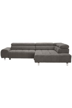 Homin Ecksofa, Dunkelgrau, Textil, 4-Sitzer, Ottomane rechts, L-Form, 295x201 cm, Stoffauswahl, seitenverkehrt erh&auml;ltlich, R&uuml;cken echt, Wohnzimmer, Sofas & 