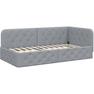 vidaXL Eckbettgestell Hellgrau 90 x 190 cm Stoff vidaXL