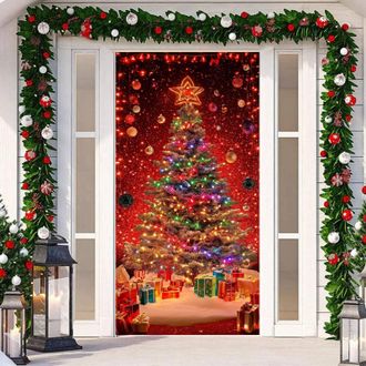 Generic Weihnachten T&uuml;r Abdeckung Dekoration Weihnachtsmann Weihnachtsbaum Hintergrund T&uuml;r H&auml;ngen Weihnachten Deko Weihnachtsdeko T&uuml;r Aussen Weihnachtsdeko Ba