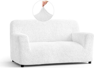 Paulato by GA.I.CO. PAULATO - Sofabezug 2 Sitzer Stretch aus einfarbiger Mikrofaser, kratzfestes Gewebe, maschinenwaschbar, WavyTech-Technologie, Made in Italy - Weiß