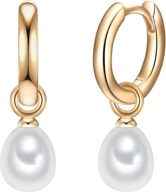 Valero Pearls Ohrringe - Sterling Silber Creolen S&uuml;&szlig;wasser-Zuchtperle - Gr. unisize - in Gold - f&uuml;r Damen