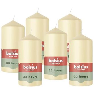 Bolsius Bolsius - Stumpenkerze - beige - 12cm - 6 St&uuml;ck - Brenndauer 33 Stunden - mit nat&uuml;rlichen Extrakten - Nat&uuml;rliches Pflanzenwachs - Ohne Palm&ouml;l