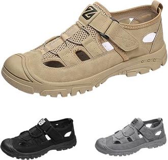 Generic Sandales de sport pour homme à bout fermé - Sandales de marche à enfiler - Sandales de trekking creuses - En maille respirante - Avec semelle extérieu