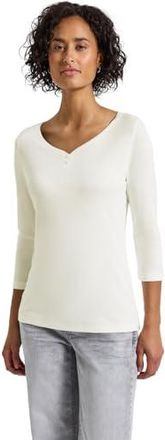 Street One T-Shirt Basique avec d&eacute;tail &agrave; Boutons Blanc cass&eacute; 36