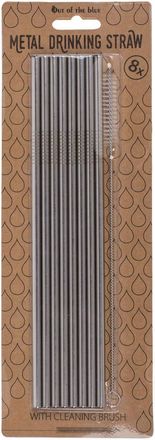 Out of the Blue Out of the Blue 71/3231 - Trinkhalme aus Edelstahl mit Reinigungsbürste, Länge ca. 23,5 cm, Durchmesser ca. 4 mm, für warme und kalte Getränke, 8 Stüc