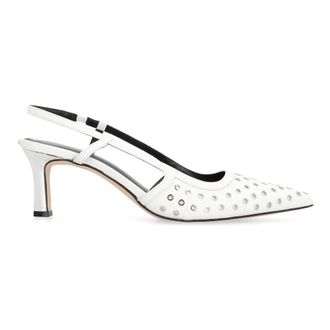 Michael Kors Alora Slingback-Pumps aus Leder mit &Ouml;sen - - Shoes - Damen - Wei&szlig; - 36 EU