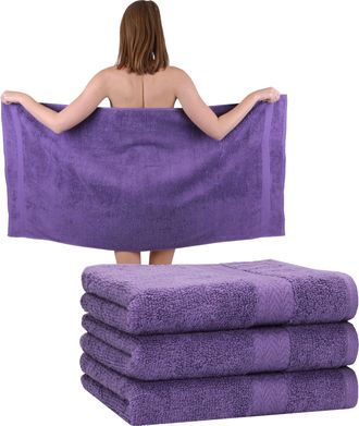 Betz 4 Stück Strandtücher Duschtücher Set Größe 70x140 cm Duschhandtuch Badetuch Strandtuch Handtuch Premium 100% Baumwolle Farbe lila