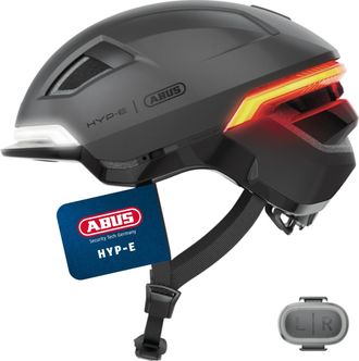 ABUS Fahrradhelm HYP-E - Helm mit Frontlicht, R&uuml;cklicht und Blinklicht - geeignet auch f&uuml;rs Fahrradfahren auf E-Bike und S-Pedelec - f&uuml;r Jugendliche und Er