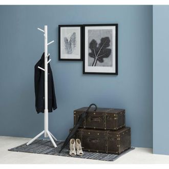 ebuy24 Bella Garderobenständer in Holz weiss lackiert