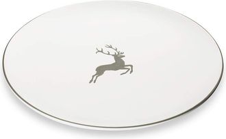 Gmundner Keramik Platzteller, Durchmesser: 32 cm, Grauer Hirsch, handgemachte Keramik aus Österreich