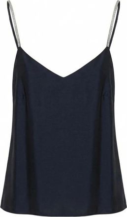 PESERICO Femme, Tops, Bleu, Taille: 40 FR Silk Linen Canvas Top