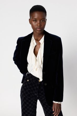 Gerard Darel Veste de tailleur en velours ras - NIRINA - Marine