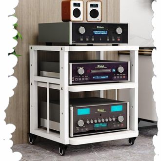 Generic HiFi-Rack, AV-Medienst&auml;nder Mit Rollen, 3/4/5-stufiger Audio-Video-Regal Verst&auml;rker Rack, Holz-Stereoschrank, Verstellbare Regale, CD-Player-St&auml;nder F