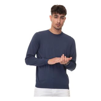 Fay Homme, Sweatshirts et sweats à capuche, Bleu, Taille: L Pull en coton ultraléger avec logo