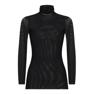 Blanca Vita T&uuml;llgef&uuml;tterter Rollkragenpullover - - Knitwear - Damen - Schwarzk - XS