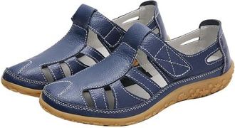 Generic Sandales en cuir pour femme - Bout ferm&eacute; - Rembourr&eacute;es - Chaussures de marche d&eacute;contract&eacute;es - Chaussures d&eacute;t&eacute; - Chaussures plates tendance pour les va