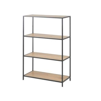 Selsey Seaford - Regal/B&uuml;cherregal mit 4 Ebenen - Schwarz/Eiche - Industrial-Style - 114 cm hoch