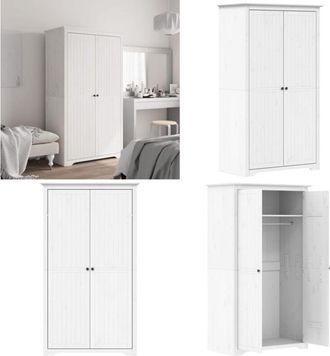 vidaXL Kleiderschrank bodo Wei&szlig; 99x53,5x173 cm Massivholz Kiefer - K&uuml;chenschrank - Schlafzimmerm&ouml;bel - Garderobe - Kleiderschrank Wei&szlig; - Massiver Holzkasten