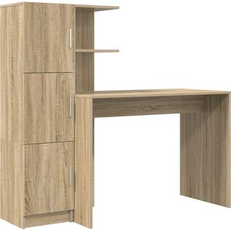vidaXL Schreibtisch mit Stauraum 2 pcs Sonoma-Eiche Holzwerkstoff vidaXL