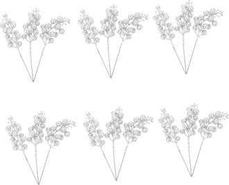 Garneck 24stücke Künstliche Glitzerbeeren Stiele Für Weihnachtsbaumdekoration Glänzende Langlebige Kunststoffbeeren Für DIY Kränze Und Arrangements