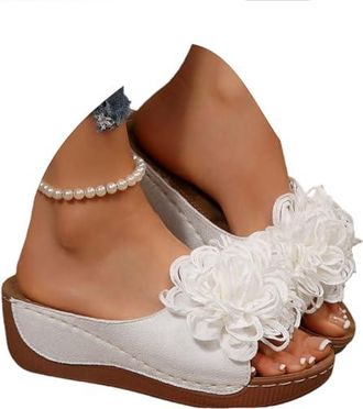 Generic Pantoufles d&eacute;t&eacute; pour femme avec noeud ouvert - Sandales plates antid&eacute;rapantes pour la douche, la plage, la piscine - Confortables et respirantes - Ave