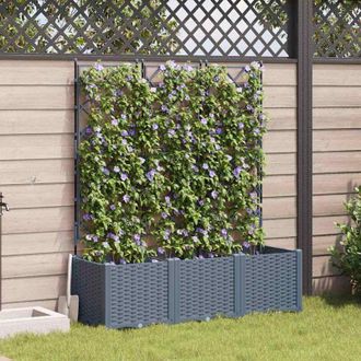 vidaXL Vidaxl - Bac &agrave; fleurs avec Treillis 3 pcs Gris clair 120 x 40 x 143 cm