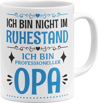 OM3 Ich bin nicht im Ruhestand ich Bin professioneller Opa Tasse Renteneintritt- Keramik Becher - 11oz 325ml - Beidseitig Bedruckt - Weiss